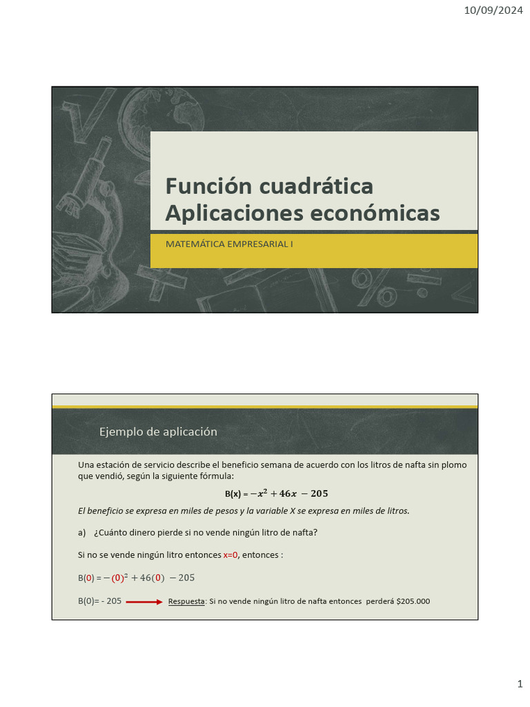F.Cuadr Tica Aplicaci N Econ Mica PDF | PDF | Matemáticas