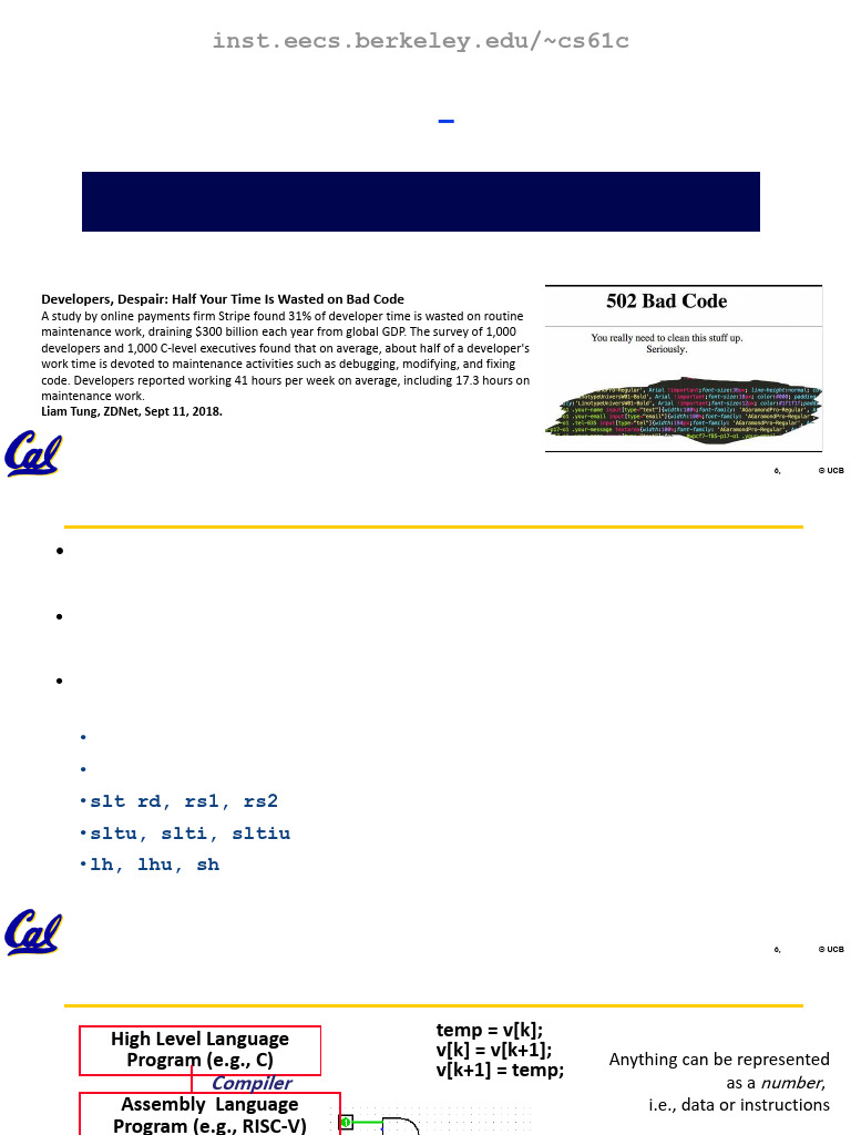 2018fa CS61C L11 BN FormatsII Clear | PDF | Assembly Language | Central Processing Unit