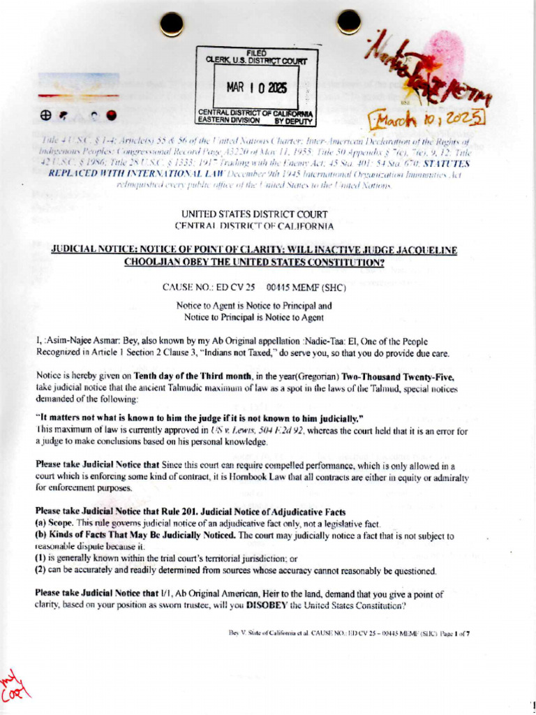 Bey V. State of California et al. CAUSE NO.: ED CV 25 – 00445 MEMF (SHC ...