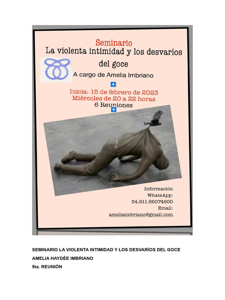 La Violenta Intimidad... Reunión 5 14 Marzo 23 | PDF | Jacques Lacan ...