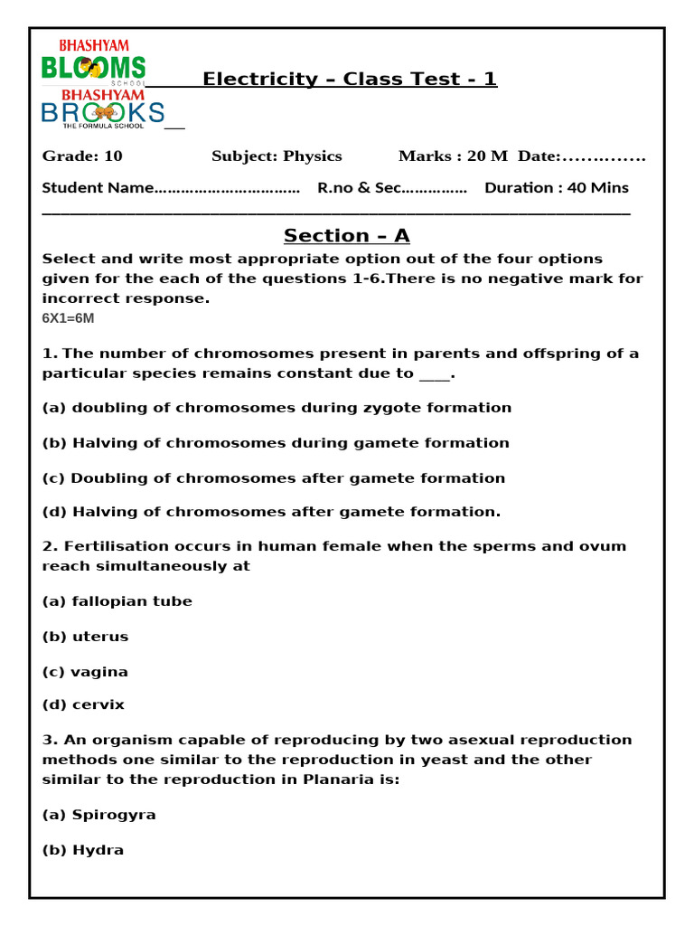 Bio-CT-1 | PDF | Fertilisation | Sexual Reproduction