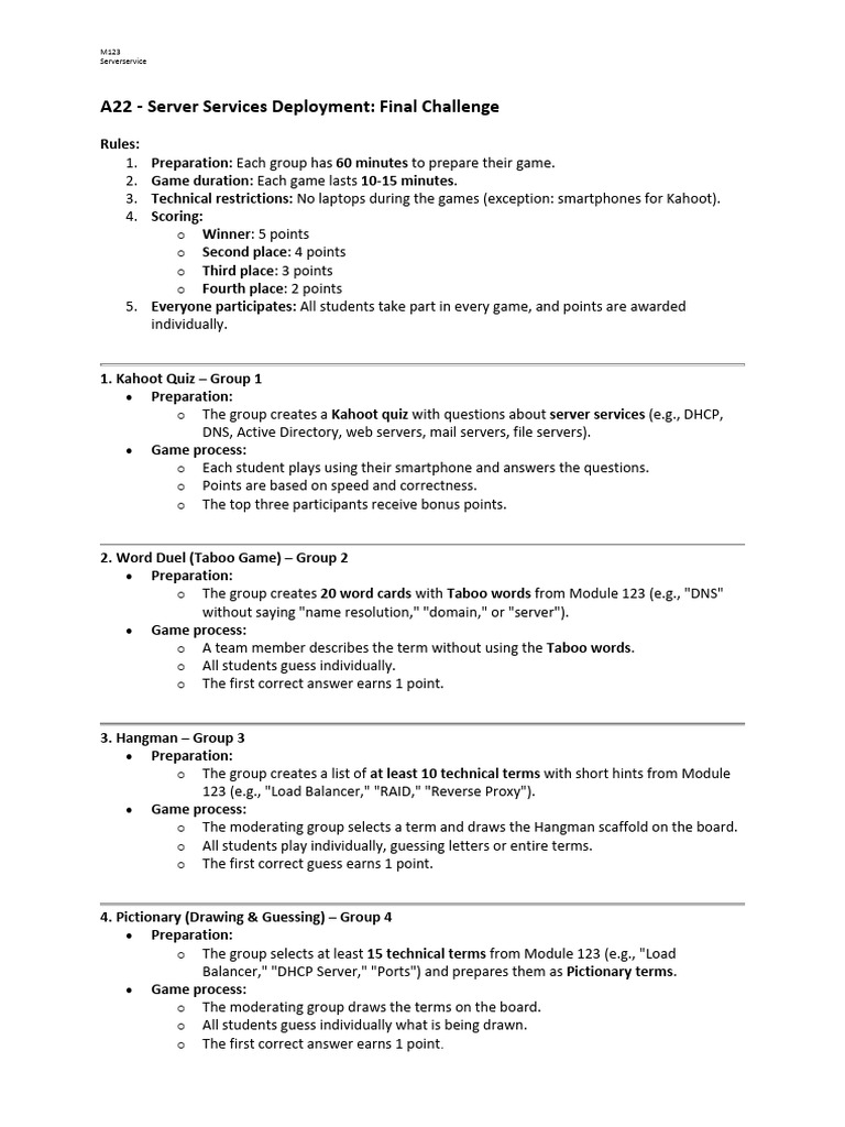 M123 - A22 - Final Games | PDF