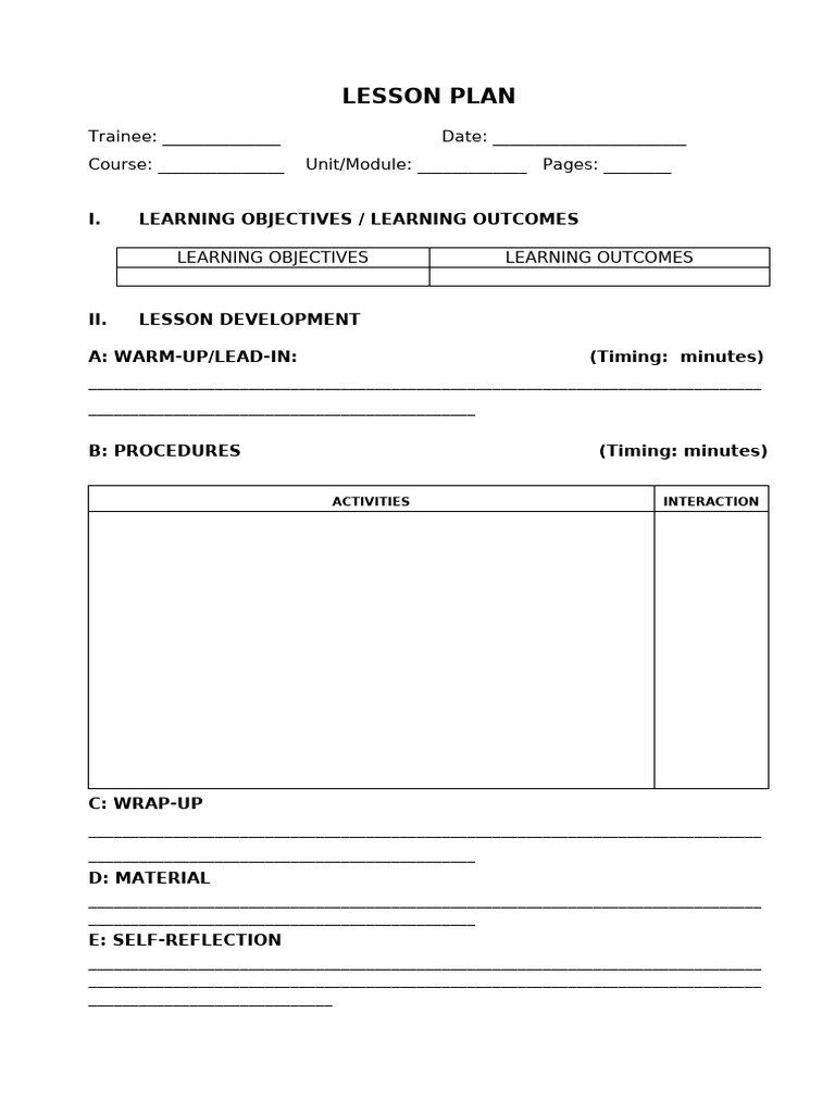 Lesson Plan Template | PDF