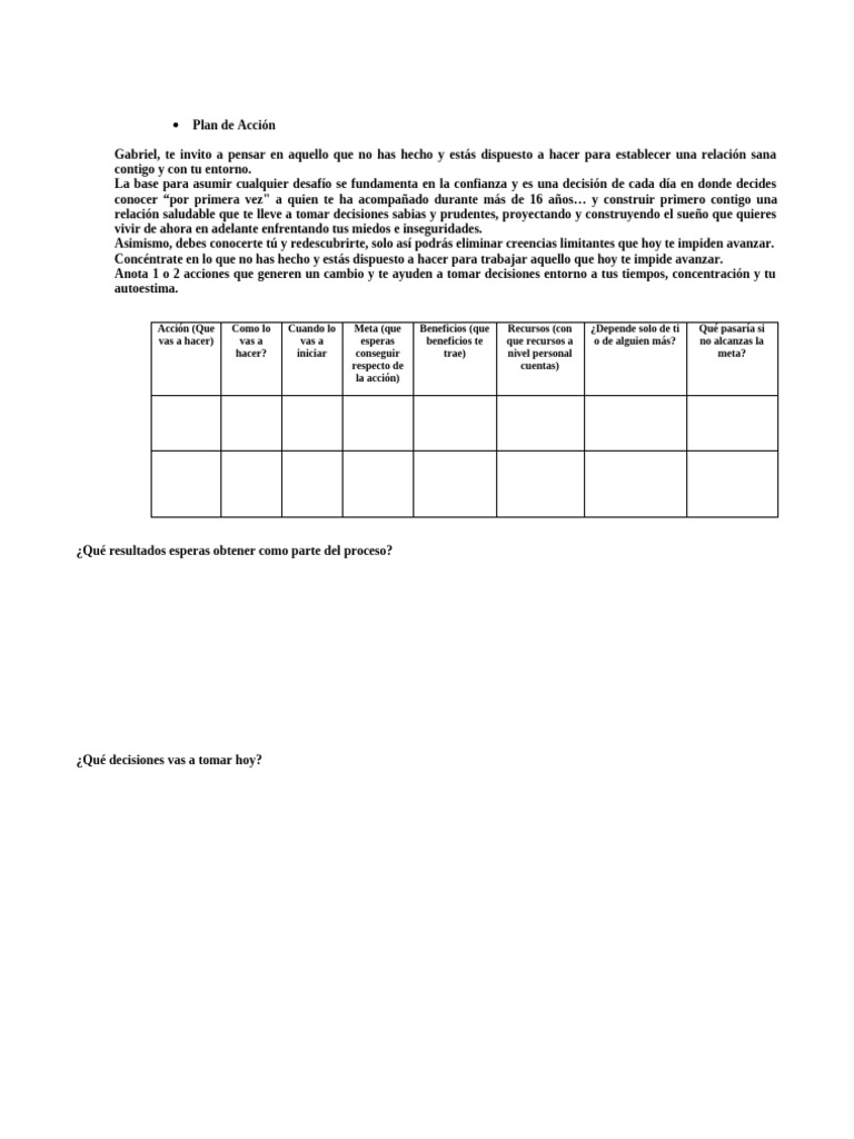 Plan Accion | PDF