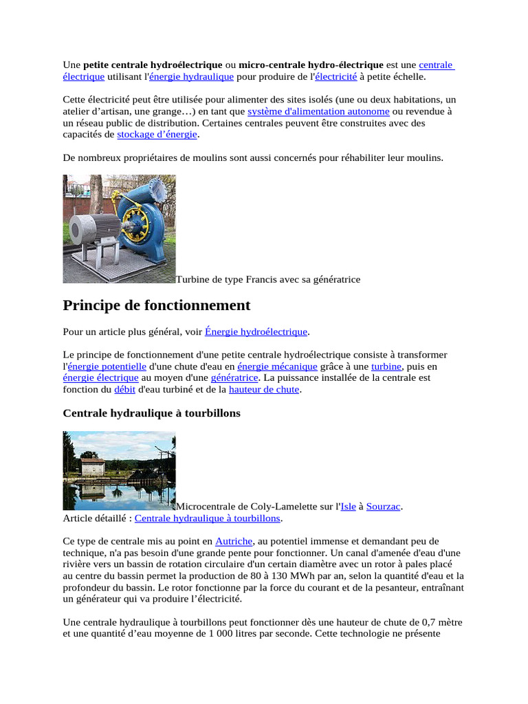 Mini centrale hydroélectrique : guide pratique | PDF | Énergie ...