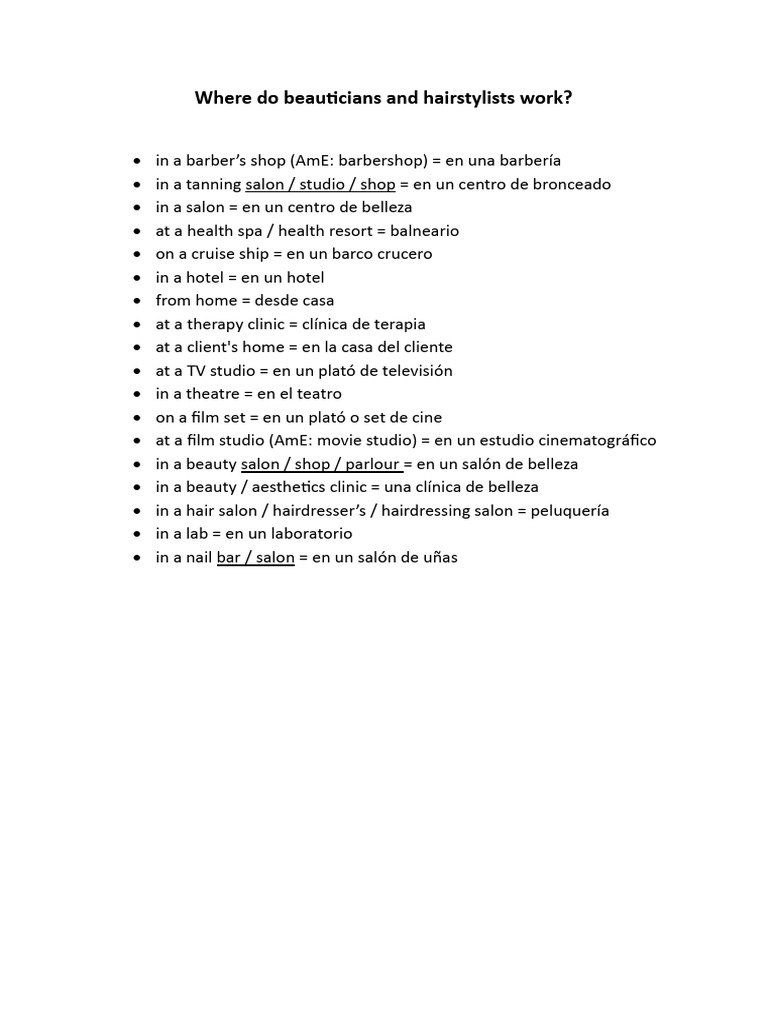Where Do Beauticians and Hairstylists Work | PDF