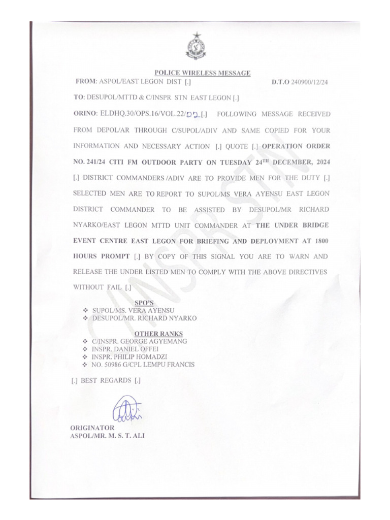 Police Wireless Message-76 | PDF