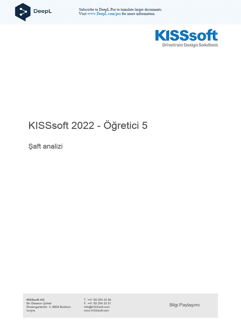 KISSsoft-Tutorial-005-Shaftanalysis-en TR | PDF