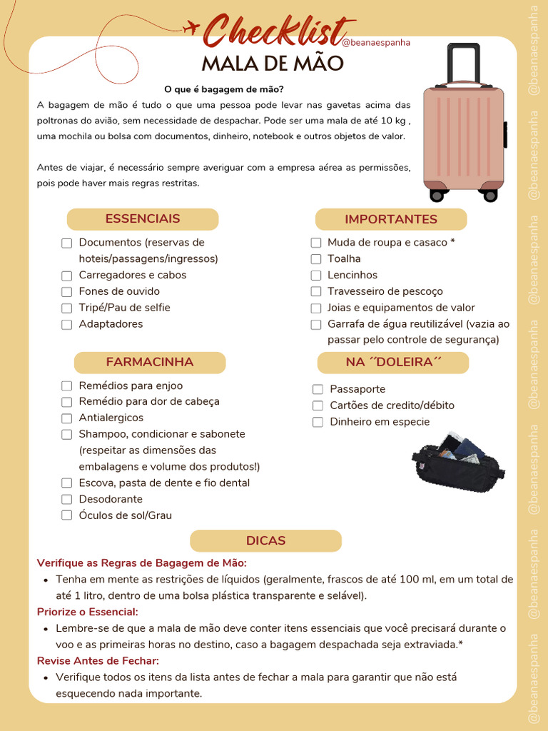 Check list mala de mão | PDF