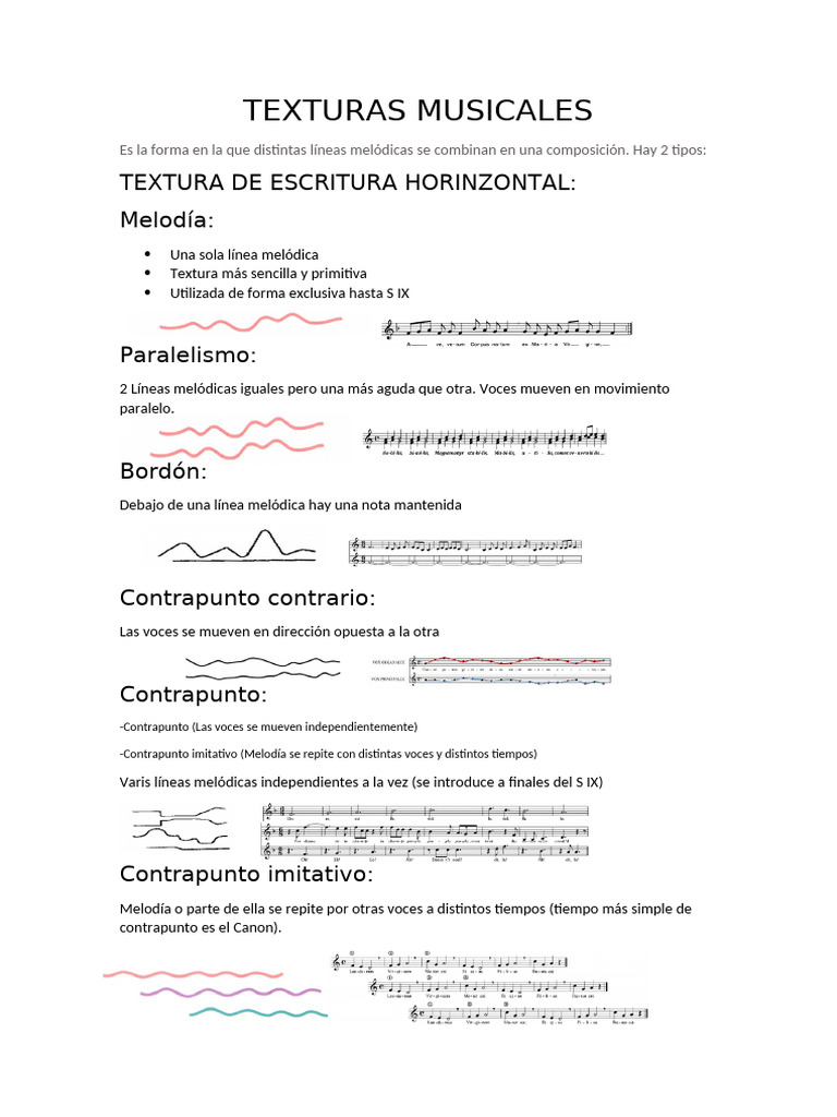 Tipos de Texturas Musicales Explicadas | PDF