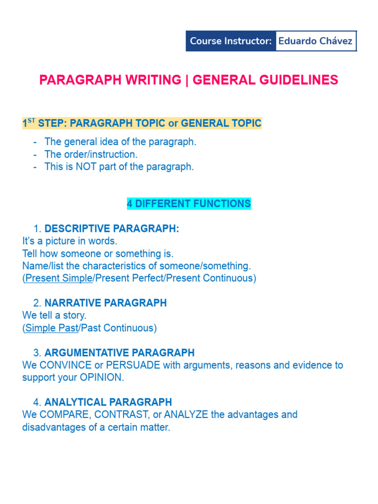 Guidelines - Paragraph Writing (1) | PDF