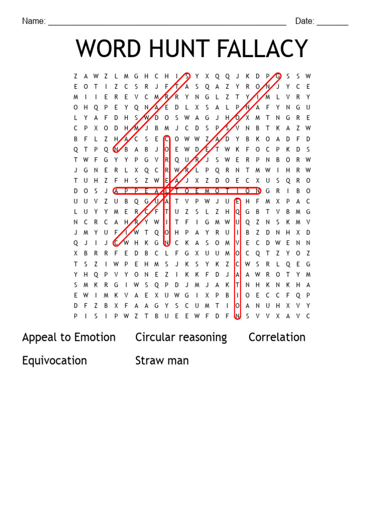 WORD HUNT FALLACY Answer Key | PDF
