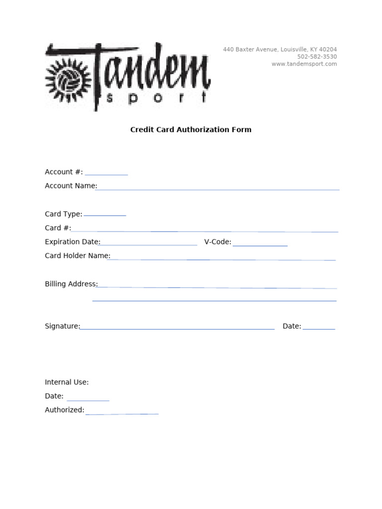 Credit Card Authorization Form Template | PDF