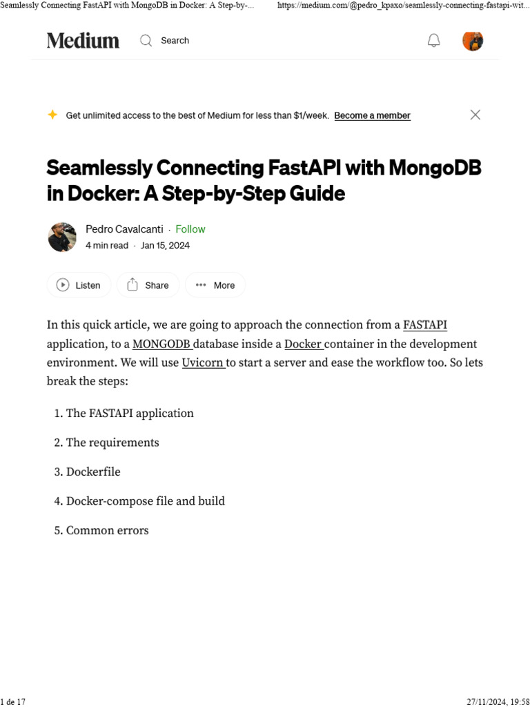 Seamlessly Connecting FastAPI With MongoDB in Docker - A Step-By-Step Guide - by Pedro ...