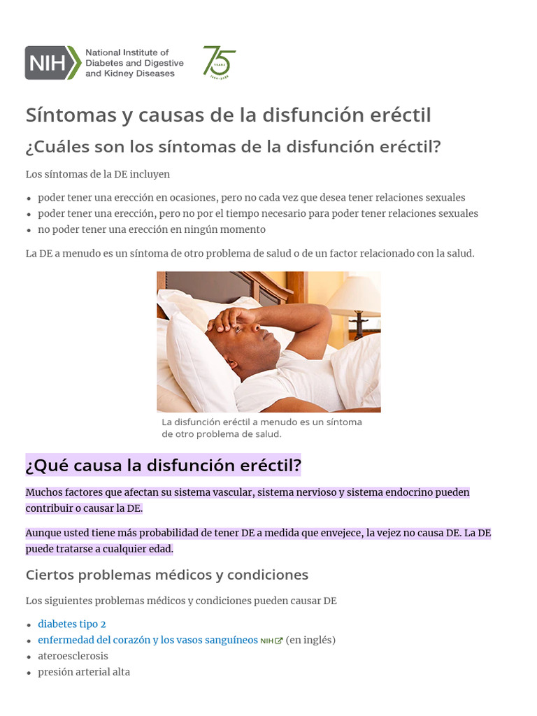 Síntomas y causas de la disfunción eréctil - NIDDK | PDF | Disfunción ...