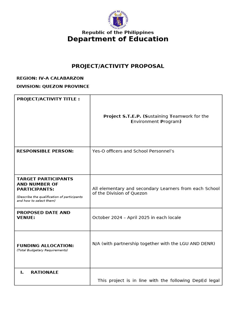 Template - SDO Project Proposal | PDF | Economy And The Environment | Environment