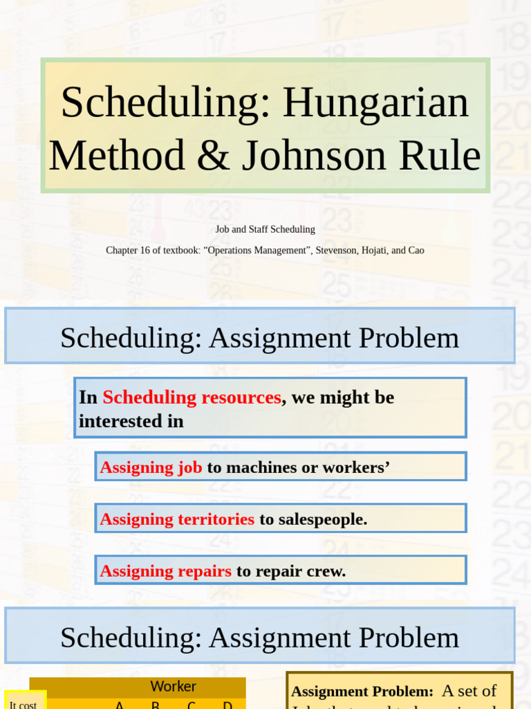 Topic 7 Scheduling Hungarian Method and Johnson Rule | PDF | Numerical Analysis | Combinatorial ...