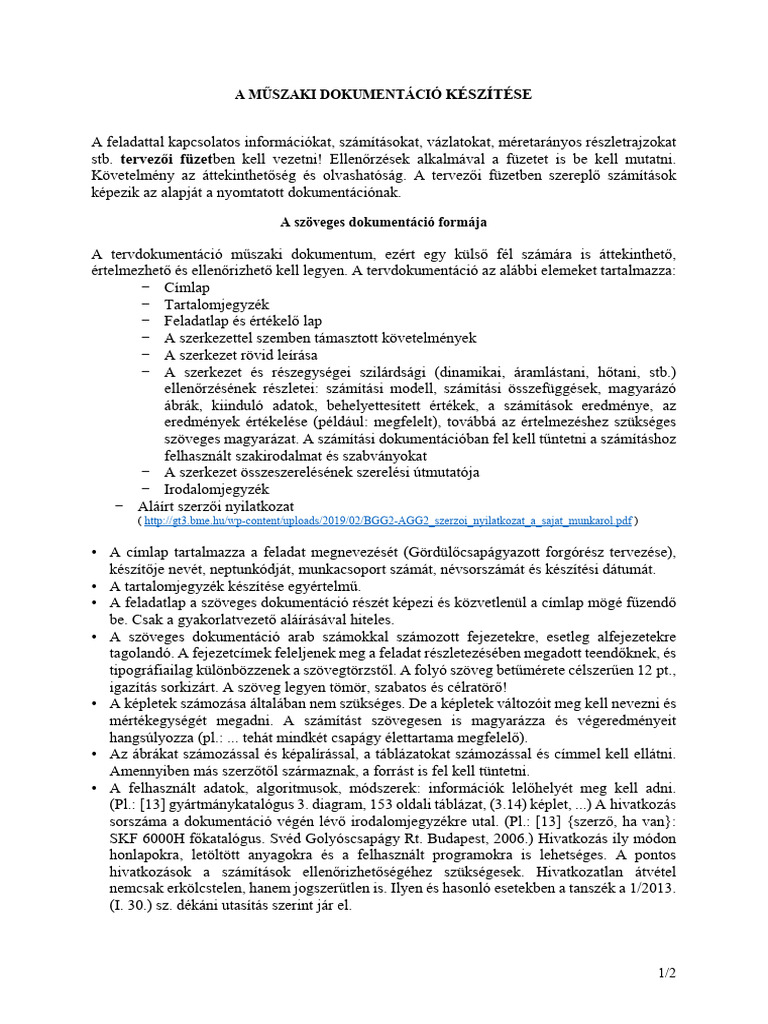 BGG2 Muszaki Dokumentacio Formai Kovetelmenyek v1.0 | PDF