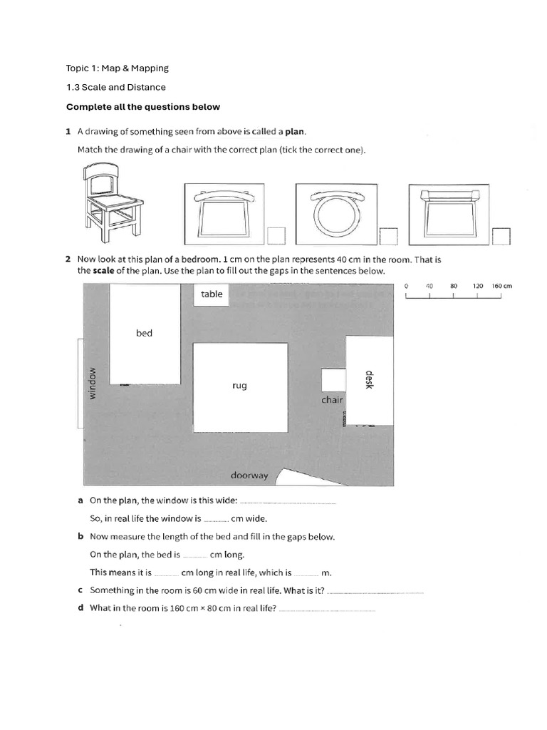 Bedroom Map Drawing Worksheet | PDF