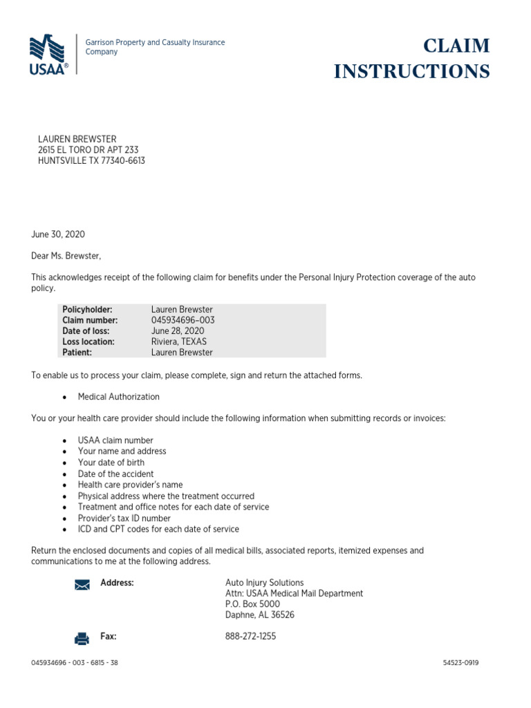 Usaa Claim Release Document | PDF | Insurance | Social Programs