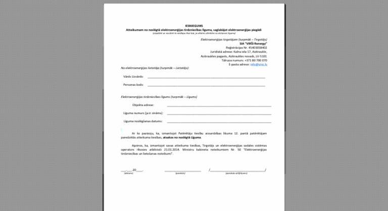 Atteikuma_Tiesibu_Veidlapa_VRenergy_19_07_2023 | PDF