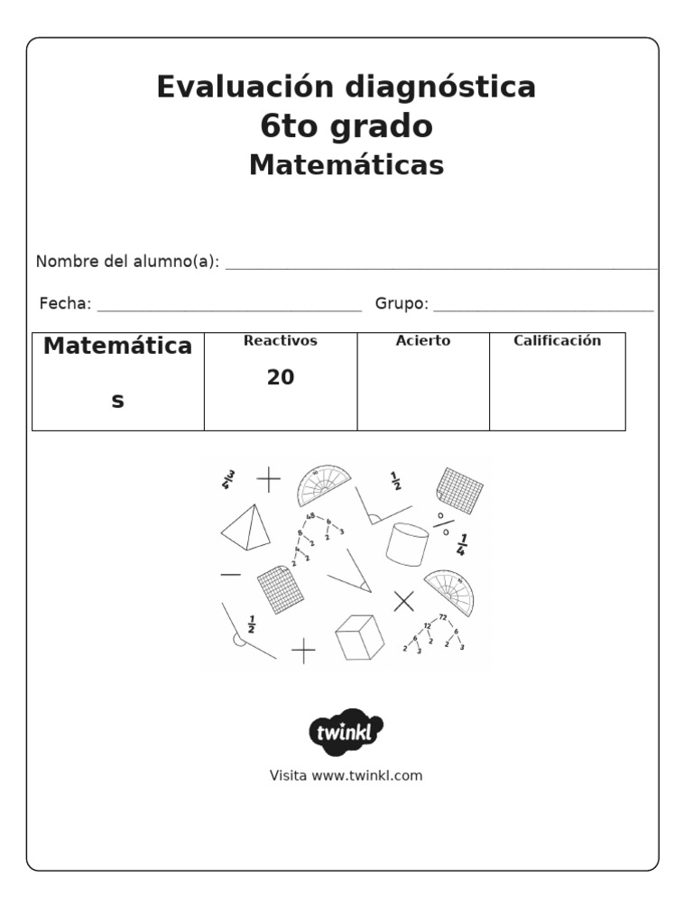 Evaluación Diagnóstica Matemáticas 6to Grado | PDF | Triángulo ...