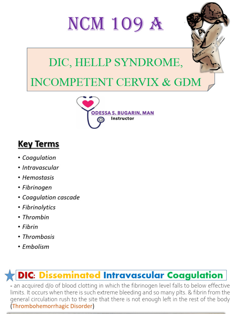 DIC, HELLP, Incompetent Cervix & GDM Overview | PDF | Coagulation ...