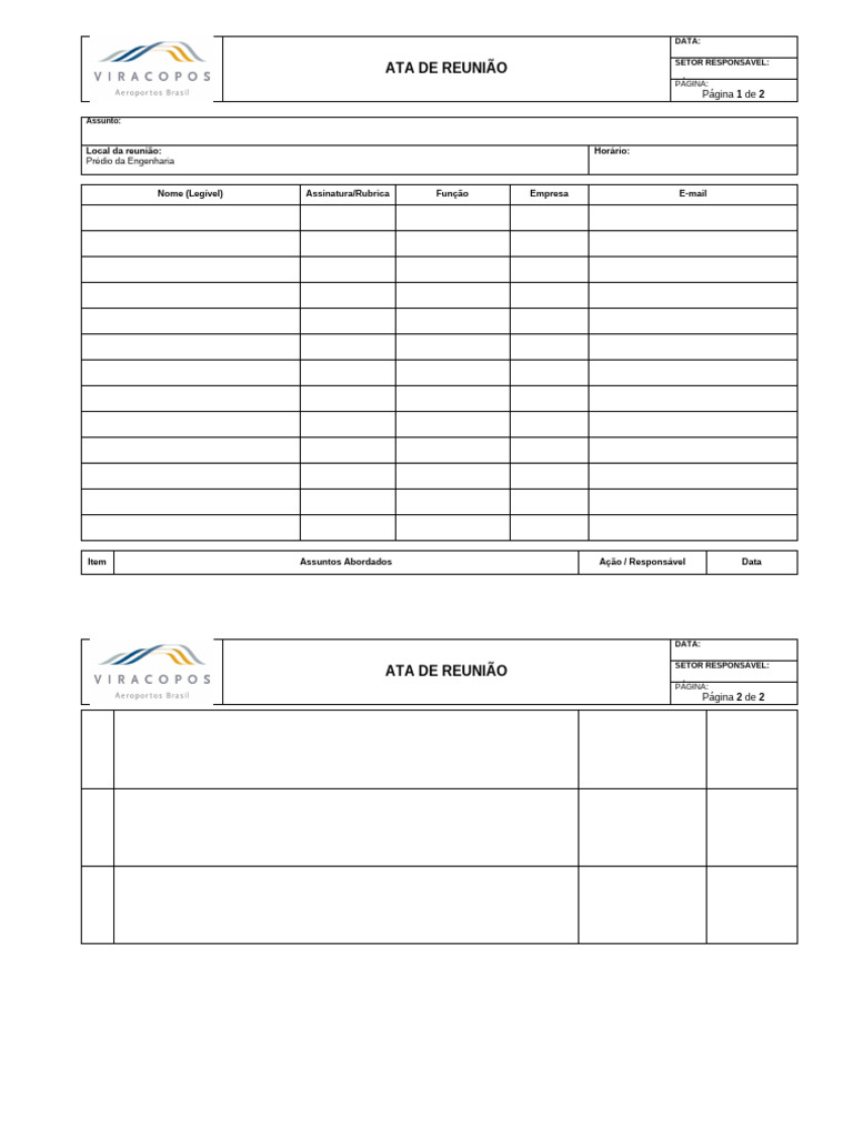 Modelo ATA DE REUNIÃO | PDF