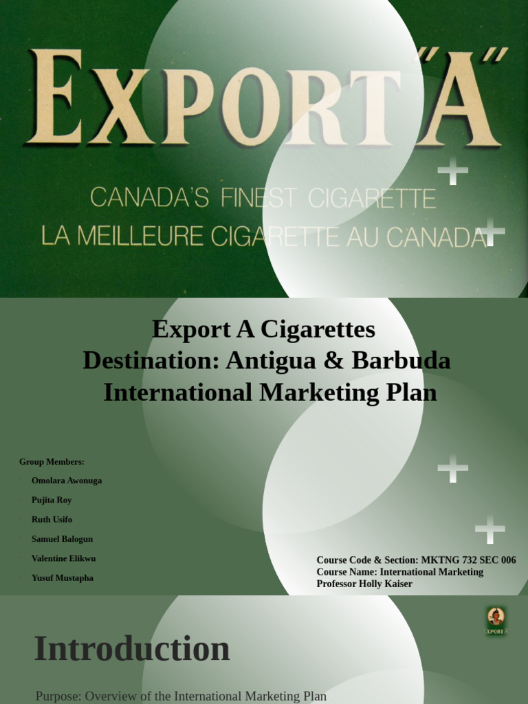 Export A Cigarettes To Antigua - International Marketing Plan | PDF ...