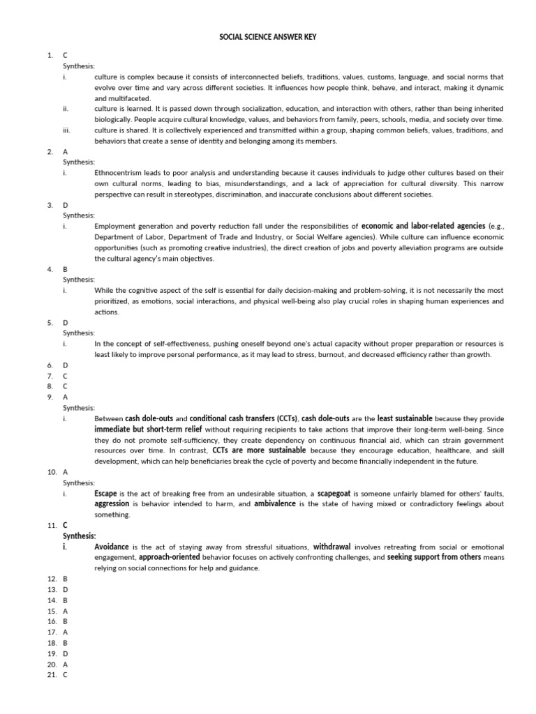 Social Science Nat Answer Key | PDF | Love | Liberal Arts Education