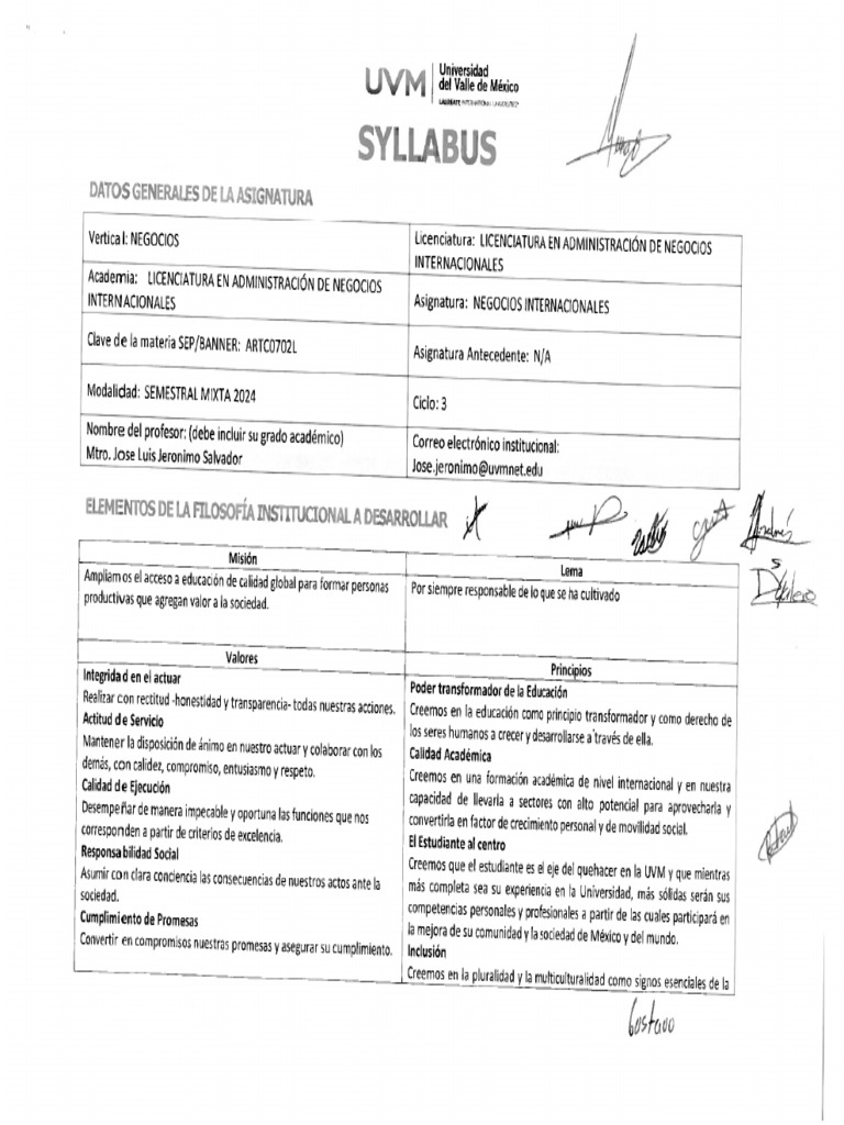 Sillabus Negocios | PDF