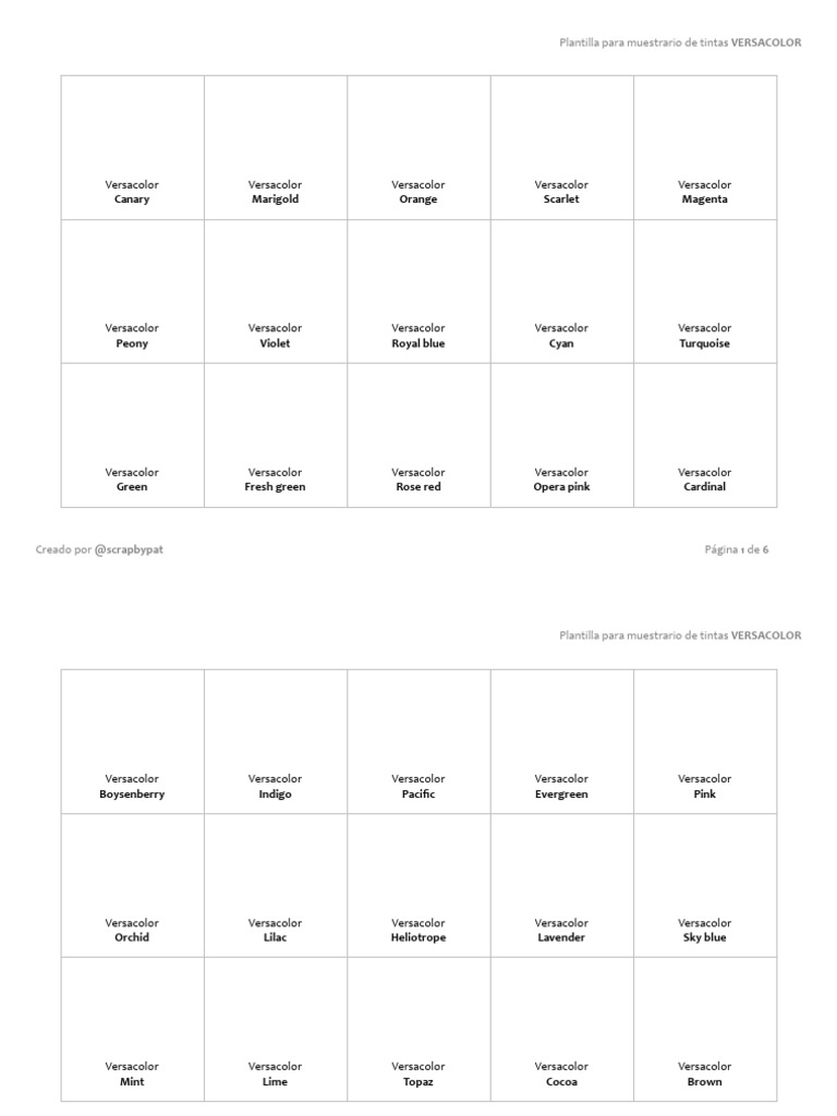 Muestrario de tintas VERSACOLOR PDF | PDF