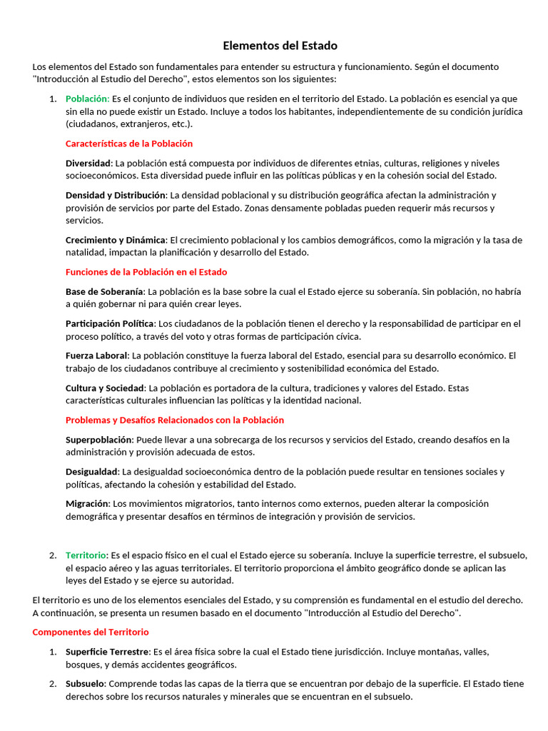 Elementos Clave del Estado: Población, Territorio y Gobierno | PDF ...