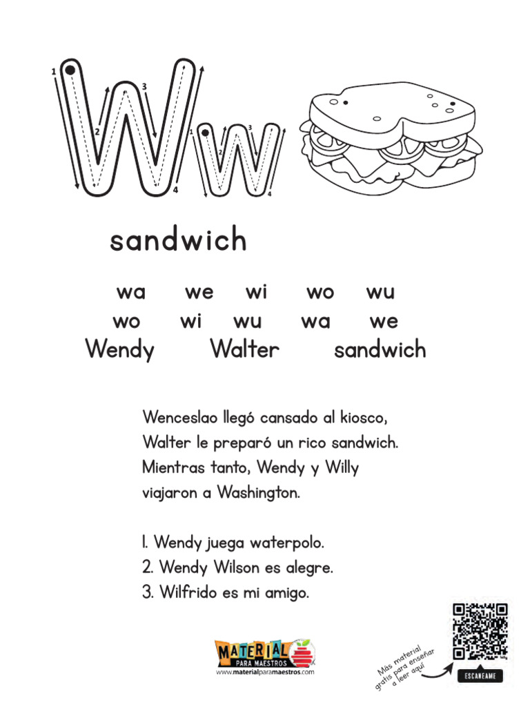 Aprendiendo A Leer 28 Wa, We, Wi, Wo, Wu | PDF