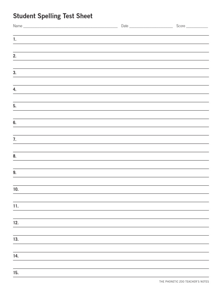 PZ Spelling Test Worksheet | PDF