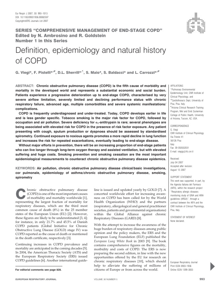 Definition, epidemiology and natural history of COPD | PDF | Chronic ...