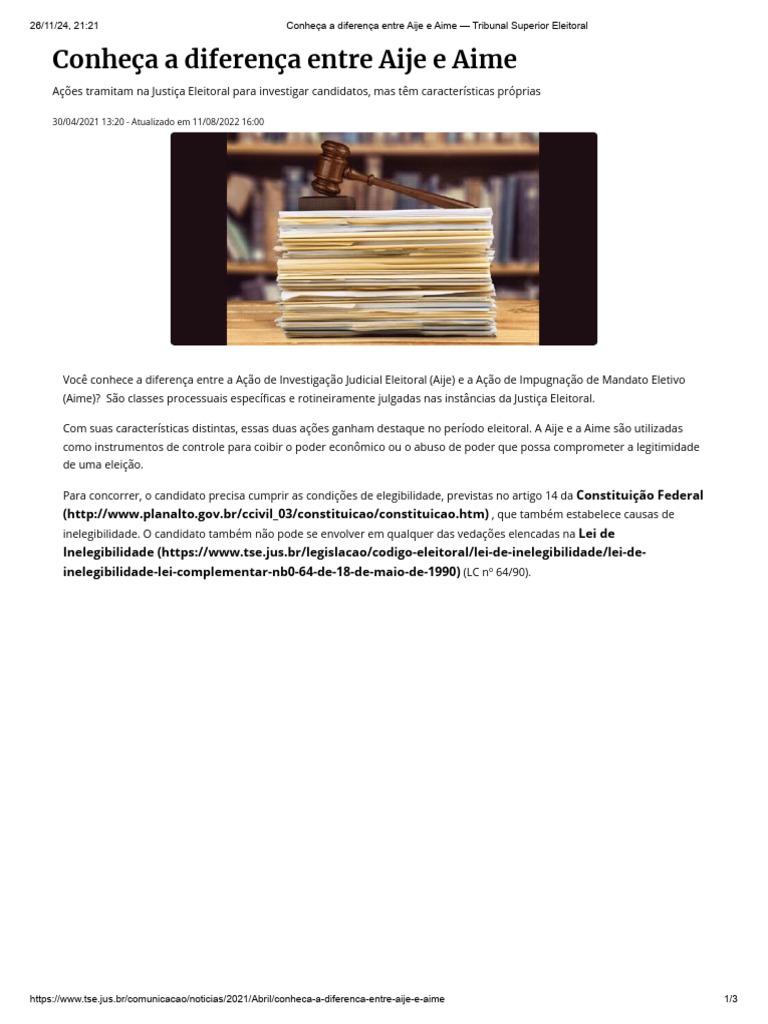 Diferenças entre Aije e Aime | PDF | Eleições | Impeachment