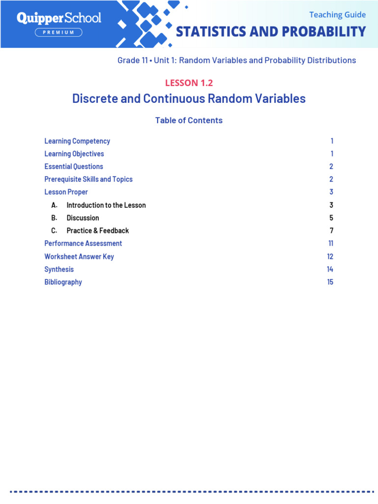 Discrete vs Continuous Random Variables | PDF | Probability ...