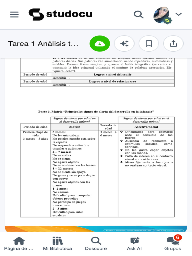 Tarea 1 Análisis Teórico y Acercamiento A Las Primeras Etapas El Desarrollo Humano - Anexo 1 ...