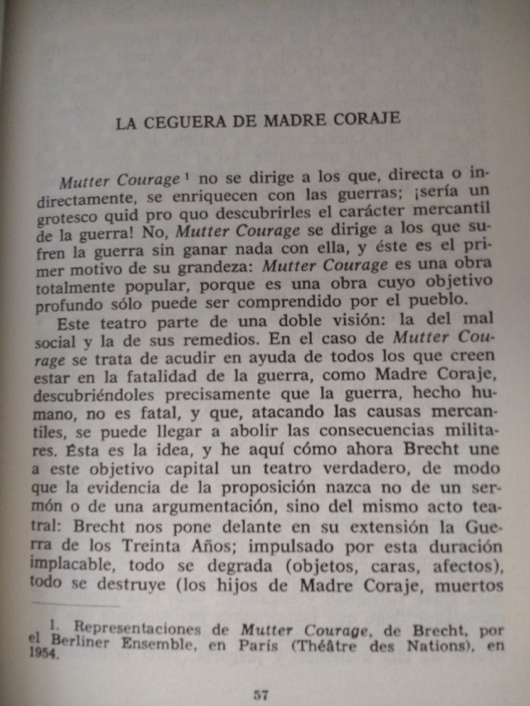 Barthes - La Ceguera de Madre Coraje | PDF