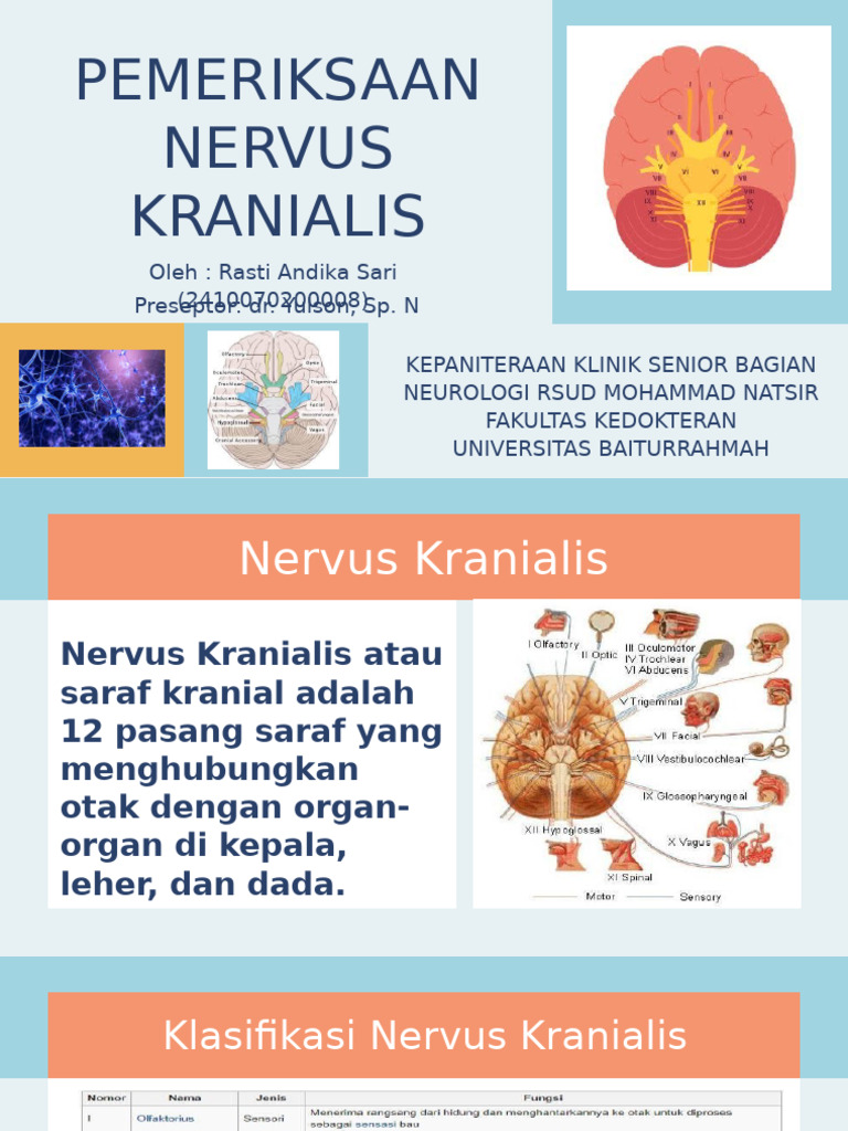 Pemeriksaan Nervus Kranialis - Rasti Andika Sari - 2410070200008 | PDF