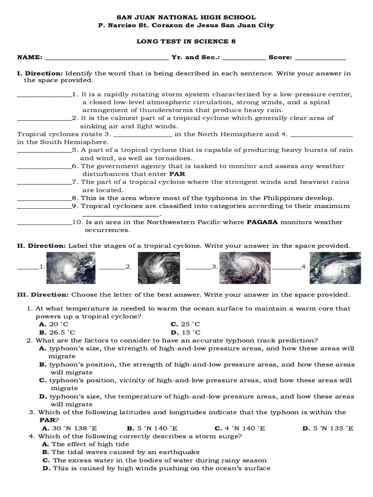 Q-2 Long Test (Understanding Thypoon) | PDF | Meteoroid | Eye (Cyclone)