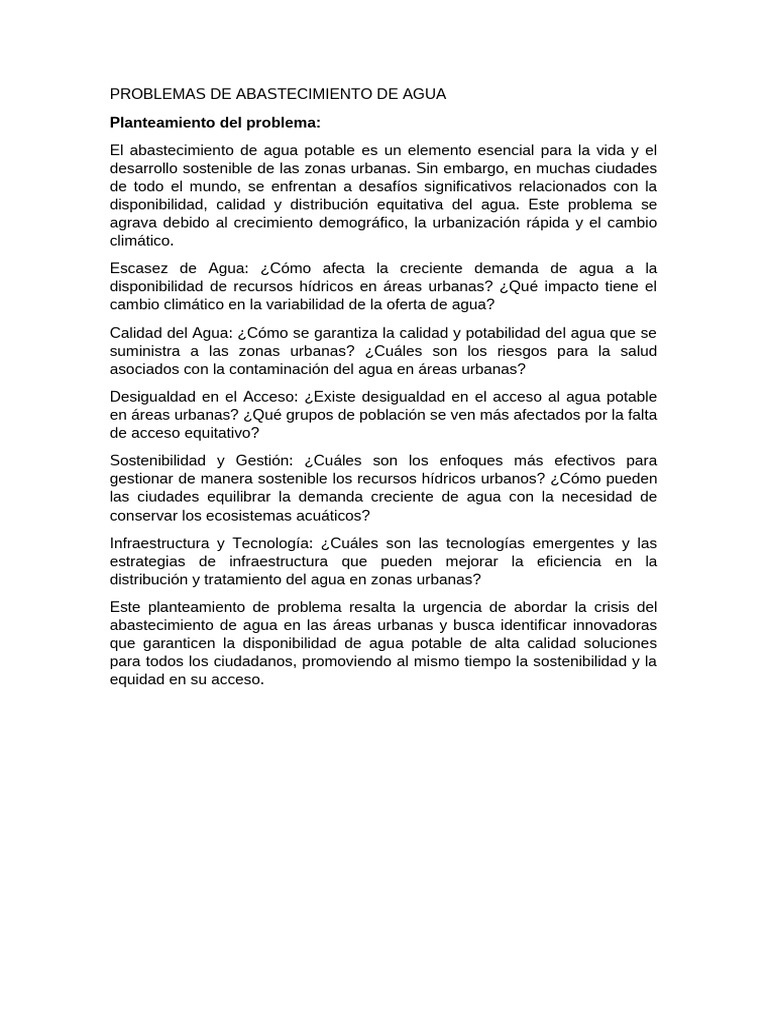 Problemas de Abastecimiento de Agua (1) (Recuperado) | PDF | Agua ...