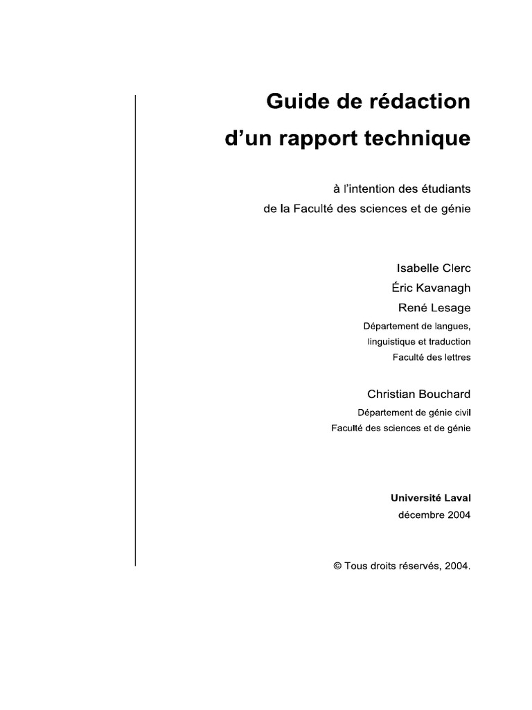 Guide Rédaction Rapport Technique | PDF