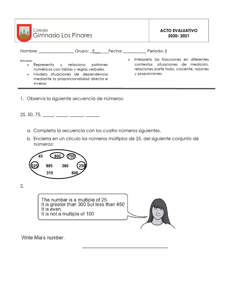 2020 Examen de Múltiplos y Factores | PDF