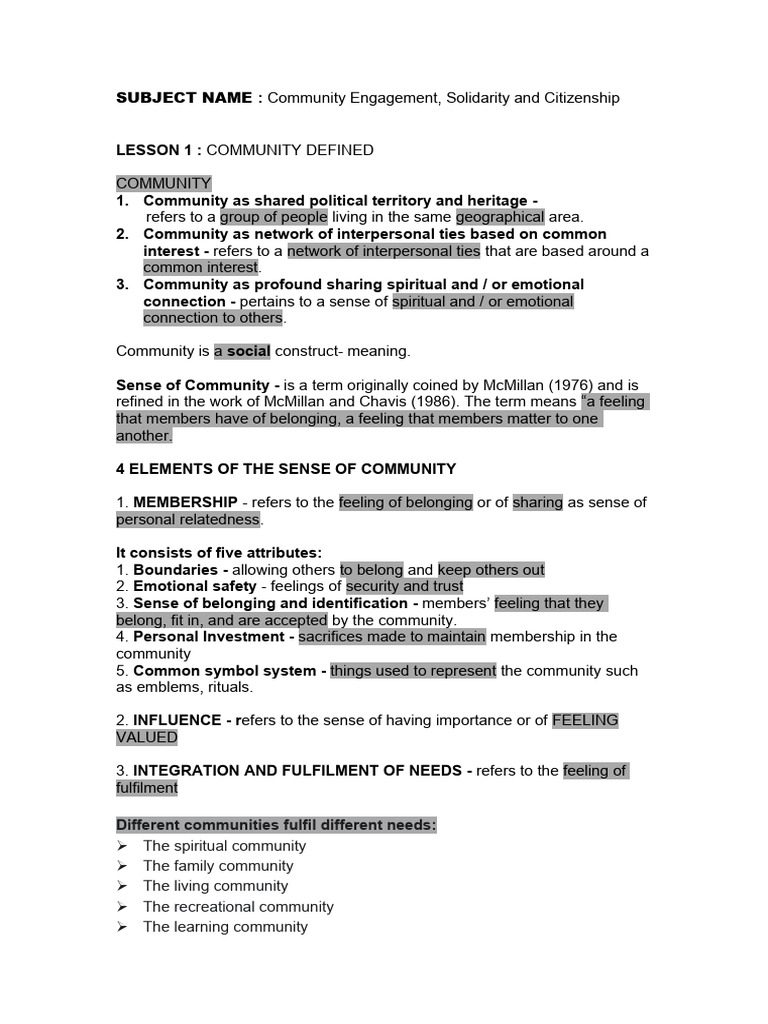 CESC-REVIEWER-LESSON-1-3-4 | PDF | Community | Social Psychology