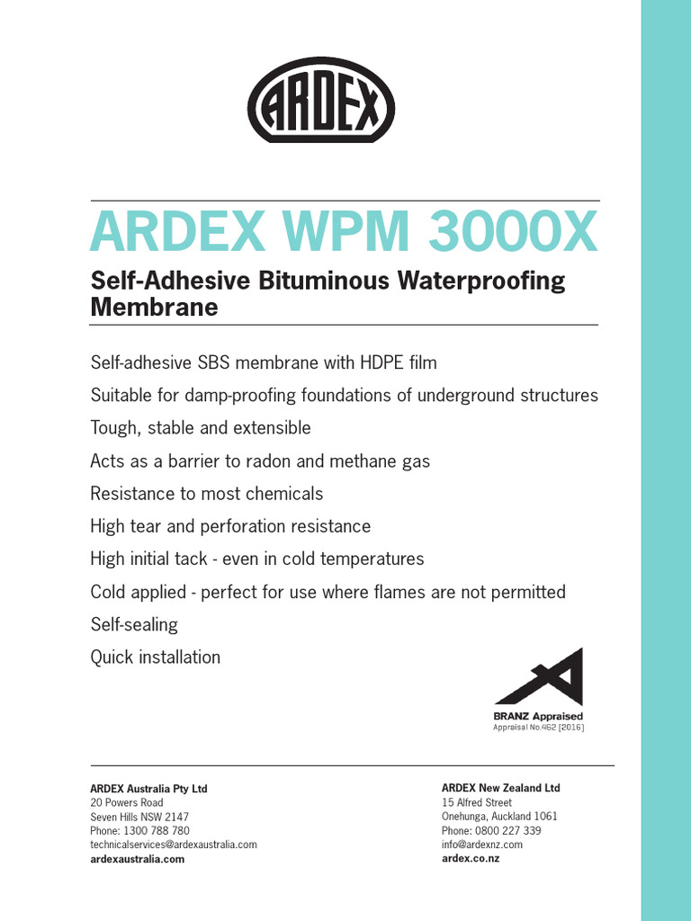 Ardex Wpm 3000x Datasheet (Jan 23) | PDF | Concrete | Building Engineering