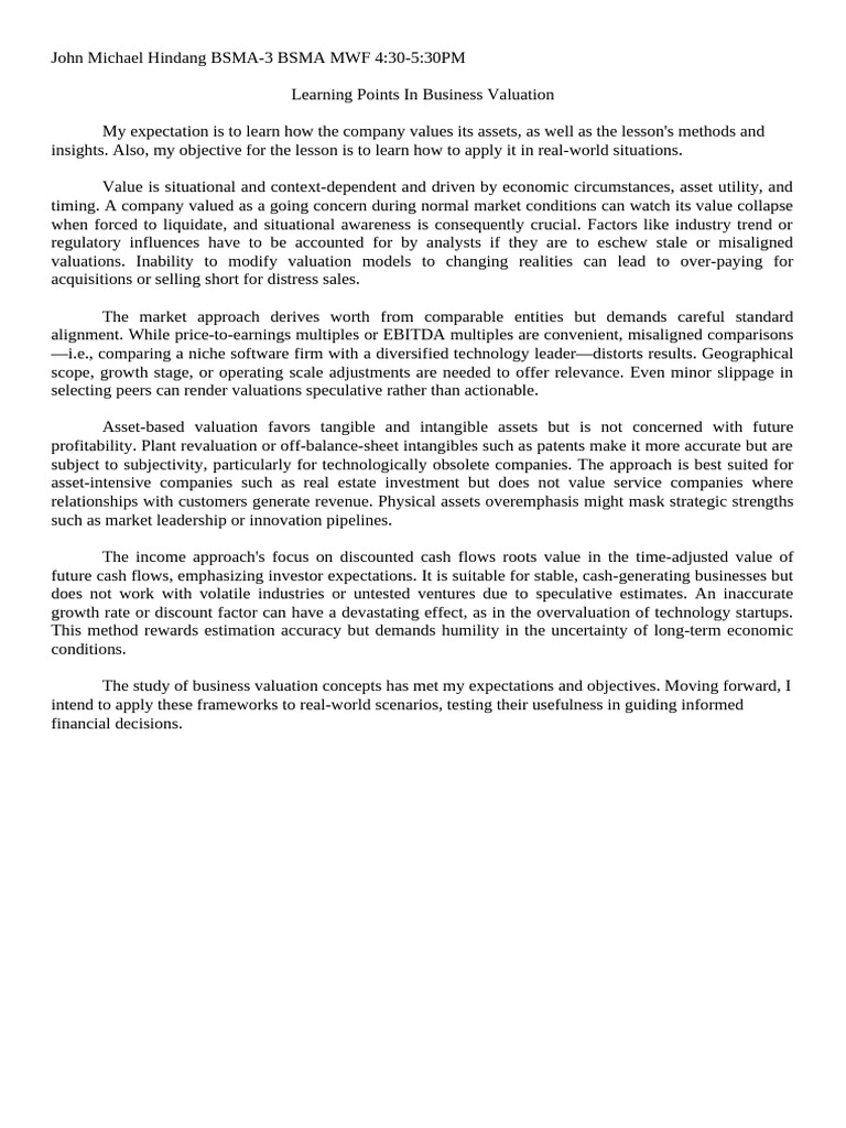 TERM-PAPER-1-ACCT-226 | PDF | Valuation (Finance) | Business Valuation