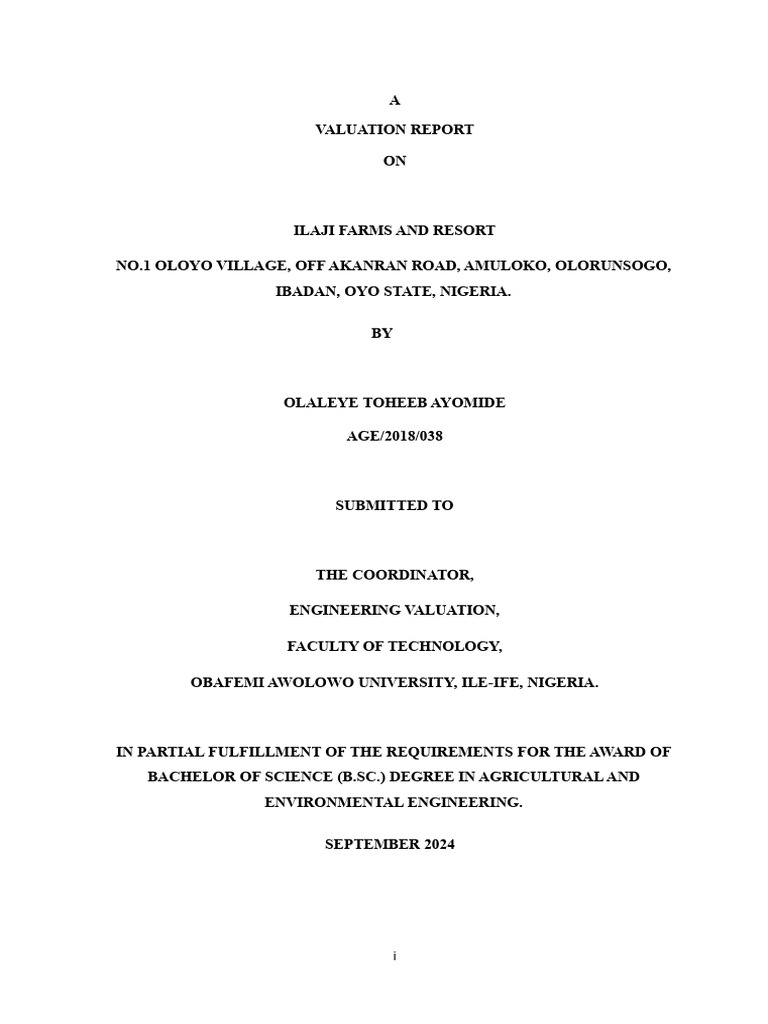 Valuation Report on Ilaji Farms | PDF | Depreciation | Real Estate ...