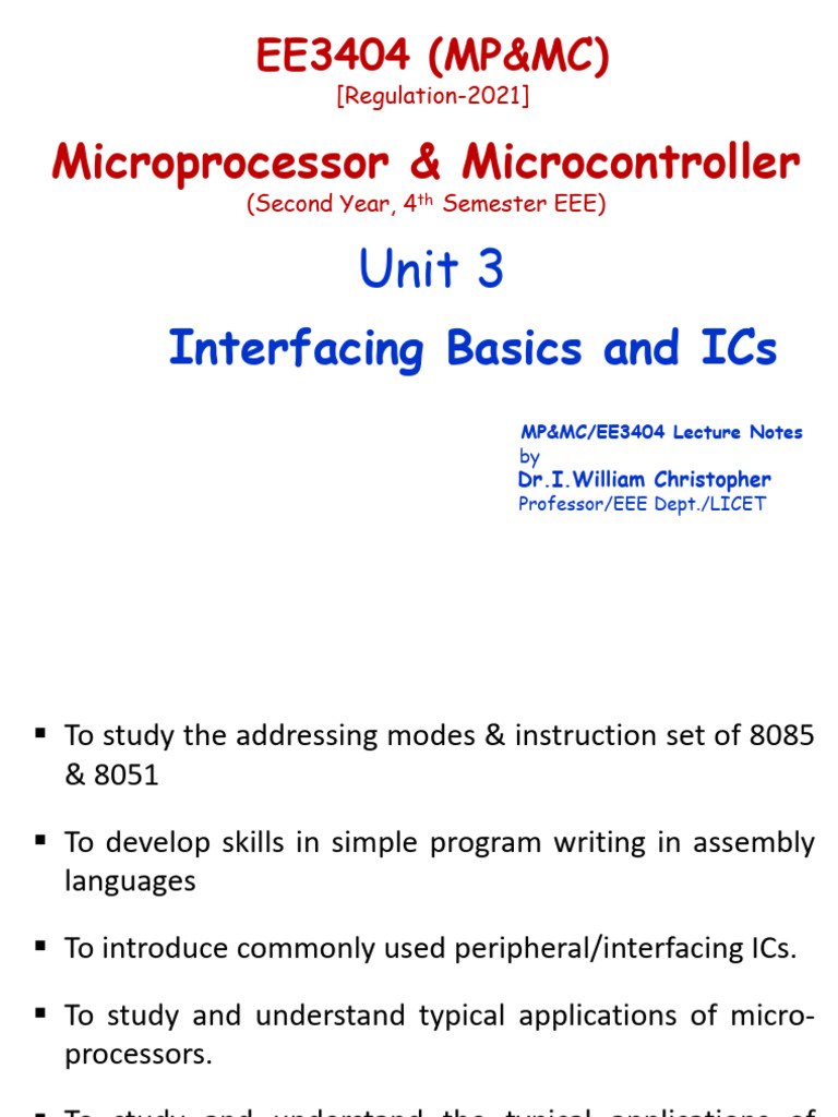 Interfacing Basics and ICs Overview | PDF | Input/Output | Computer ...